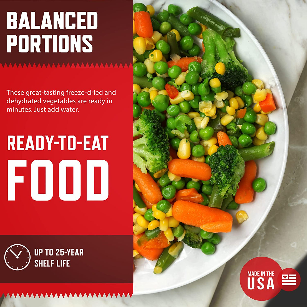 120 Serving Freeze Dried Vegetable Bucket, Up to 25 Years – ReadyWise UK